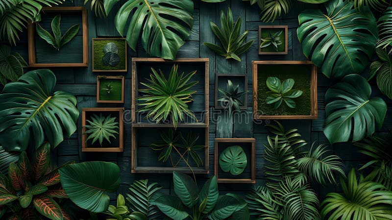 Wooden Blocks with Green Leaves – Natural and Eco-Friendly Design Stock ...