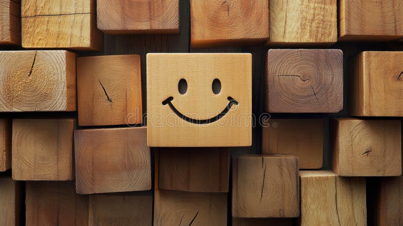 Wooden Blocks with Happy Face Symbolizing Positive Feedback Concept ...