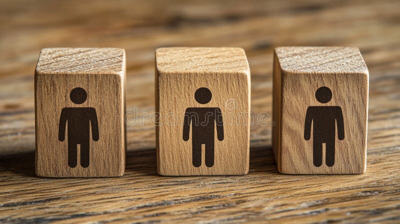 Wooden Blocks with Human Figure Symbols Teamwork Collaboration Unity ...