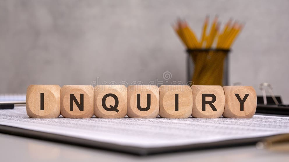 Wooden Blocks with "INQUIRY" Text of Concept, a Pen, and a Notebook ...