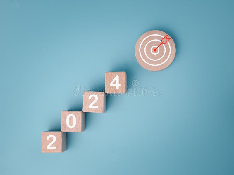 Wooden Blocks Lined Up with the Letters 2024. Represents the Goal ...