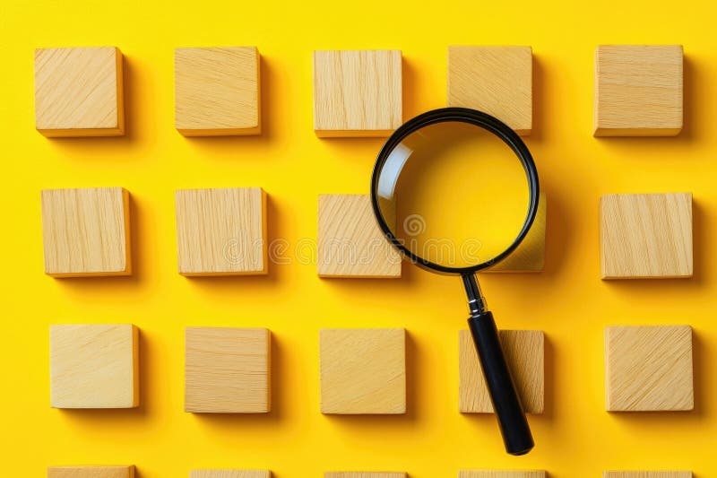 Wooden Blocks Magnifying Glass Stock Photo - Image of science ...