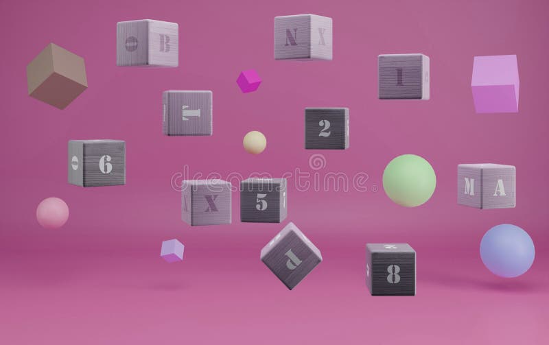 Wooden Blocks with Numbers and Letters Stock Illustration ...