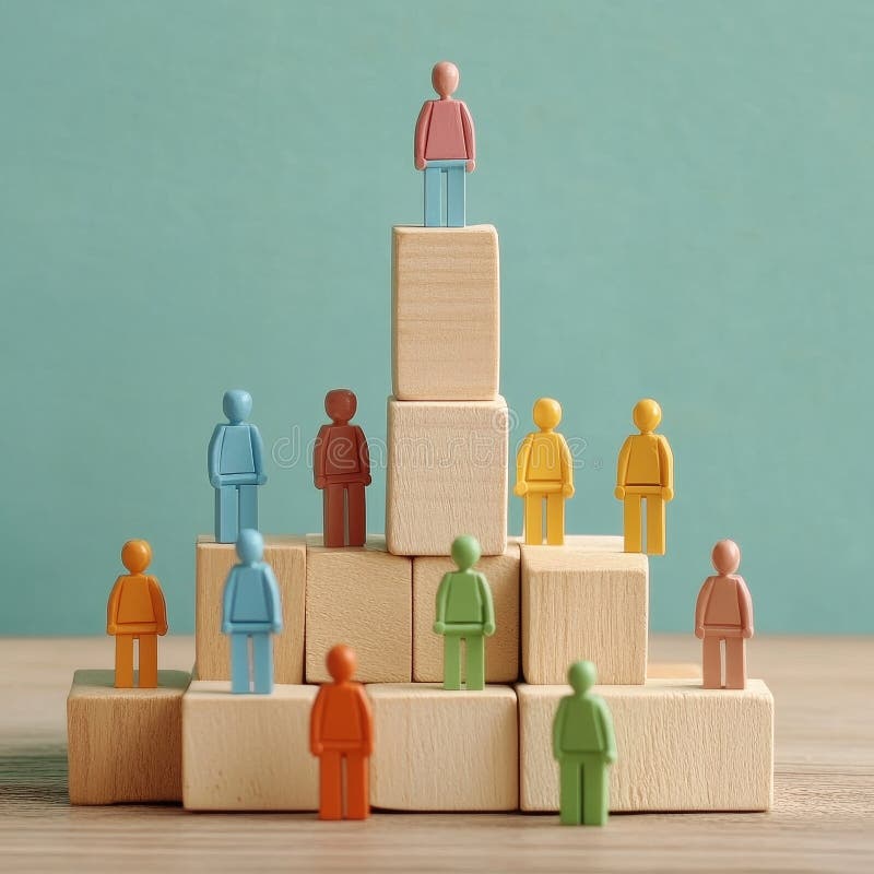 Wooden Blocks with People on Top. 3d Vector Illustration Stock ...