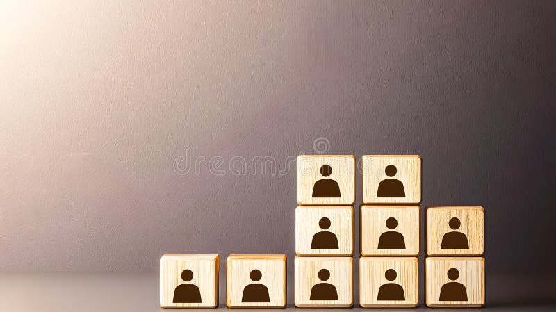 Wooden Blocks with Person Icons on a Surface Stock Illustration ...