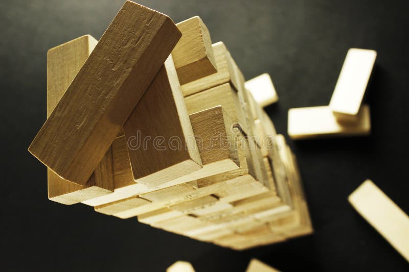 Wooden Blocks for Playing Jenga on a Dark Background Stock Photo ...