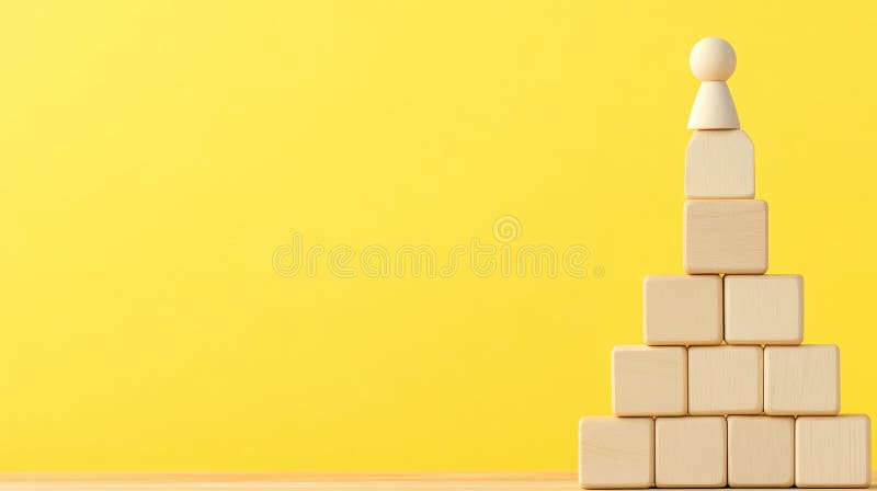 Wooden Blocks Pyramid Structure Success Goal Achievement Concept Stock ...