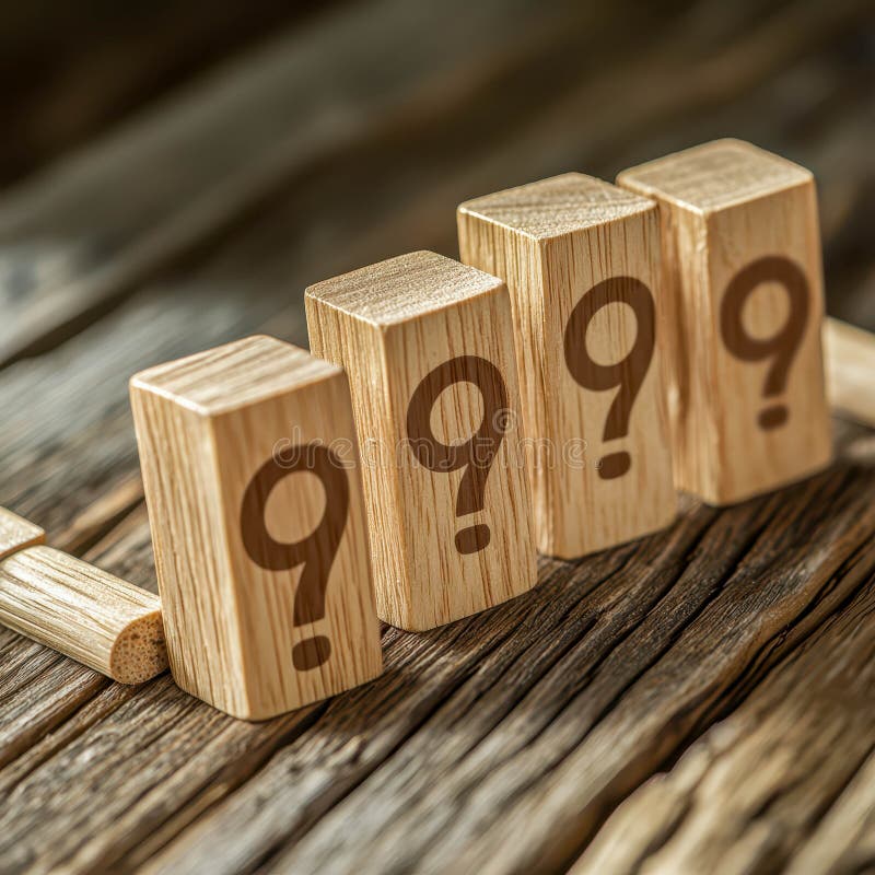 Wooden Blocks with Question Marks on Rustic Wooden Table Surface Stock ...