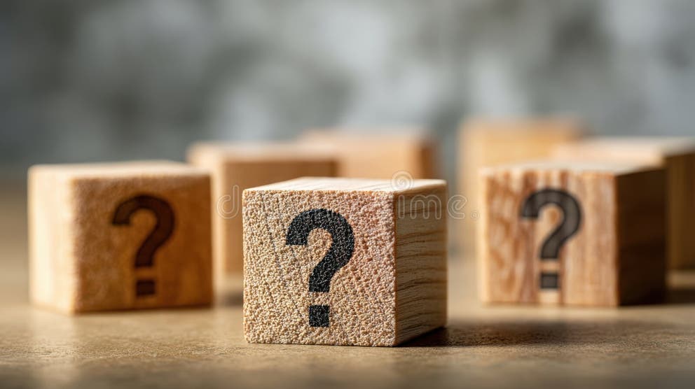 The Wooden Blocks with Question Marks Symbolize Uncertainty and Inquiry ...