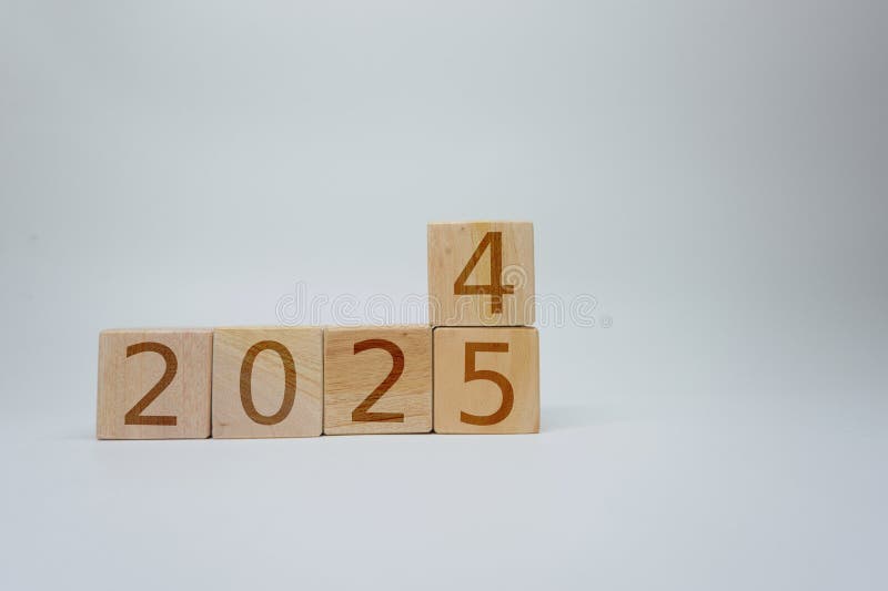 Wooden Blocks Representing Year Transition from 2024 To 2025 Stock ...