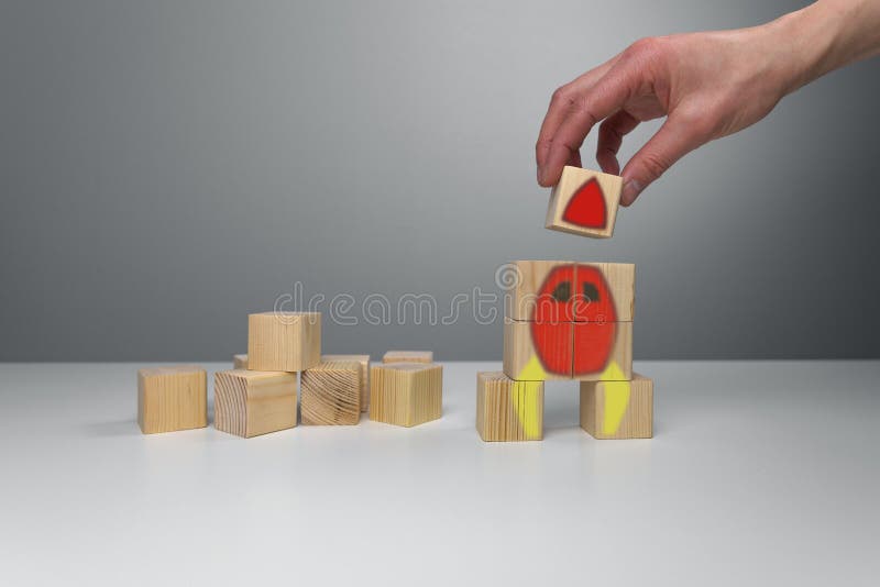 Wooden Blocks with Rocket Illustration. Start Up Business Launch ...