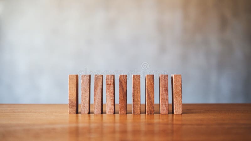 Wooden Blocks in a Row on Table Stock Photo - Image of line, manager ...