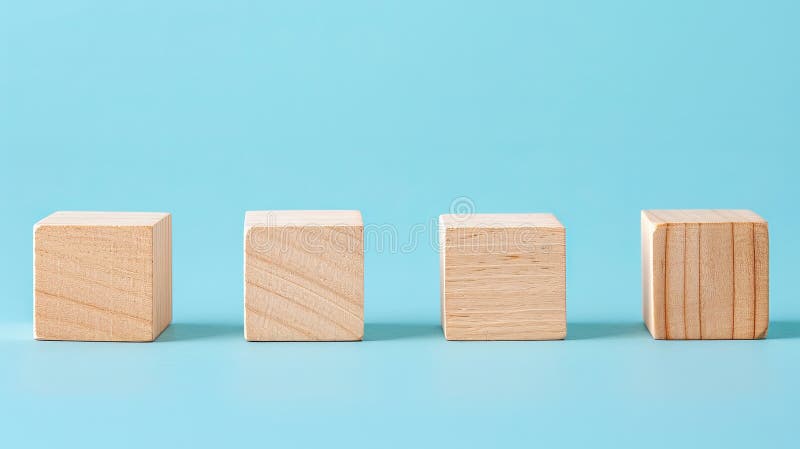 Wooden Blocks Set Empty Small Blocks Aligned for Text Placement on ...
