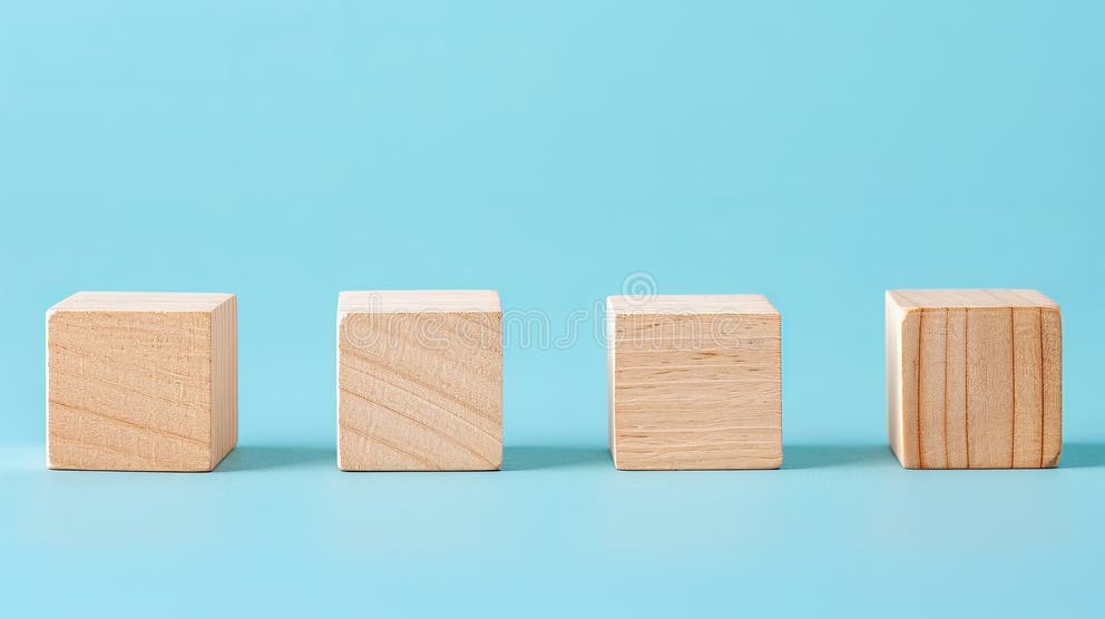 Wooden Blocks Set Empty Small Blocks Aligned for Text Placement on ...