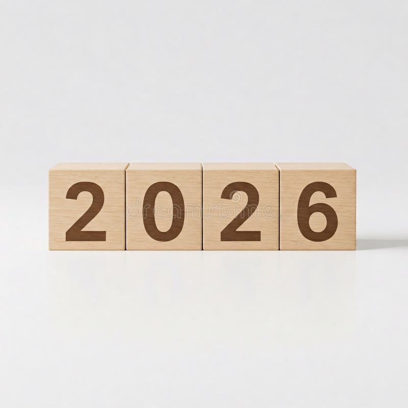 Wooden Blocks Showing the Year 2026, Isolated on a White Stock ...