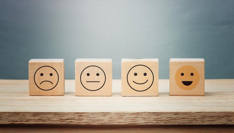 Wooden Blocks with Smiley Faces are Stacked on a Wooden Surface ...