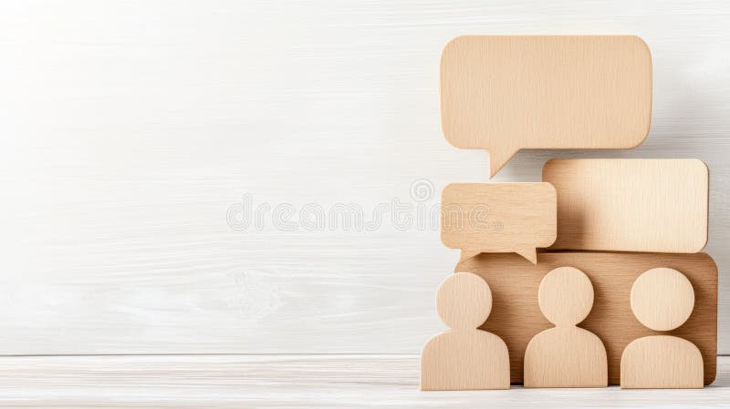 Wooden Blocks with Speech Bubbles on White Table, Background for ...