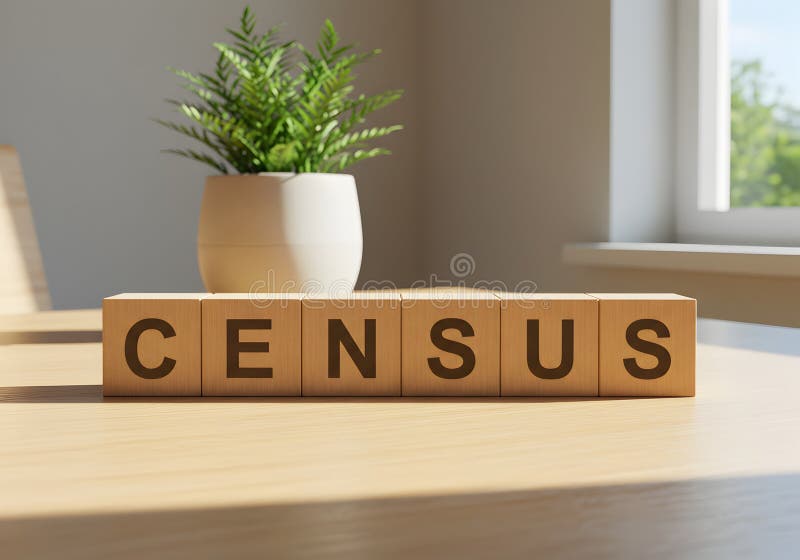 Census Data Collection Concept with Wooden Blocks and Plant for ...
