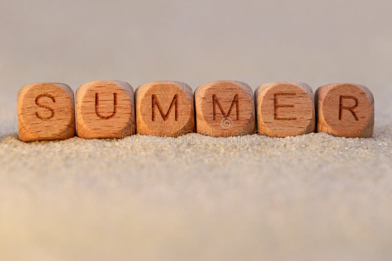 Wooden Blocks Spelling Summer on Sandy Beach Background Stock Photo ...