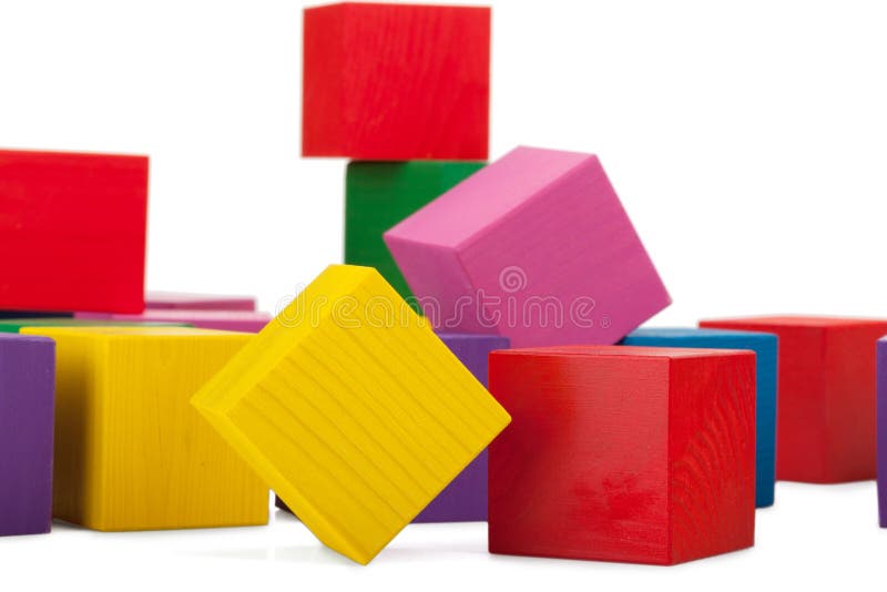Toy Cube Blocks, CMYK Color Isolated Over White Background Stock Image ...