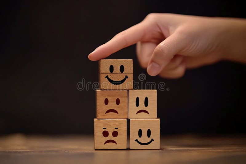 Wooden Blocks Stack Happiness Concept Image High Quality Image Stock ...