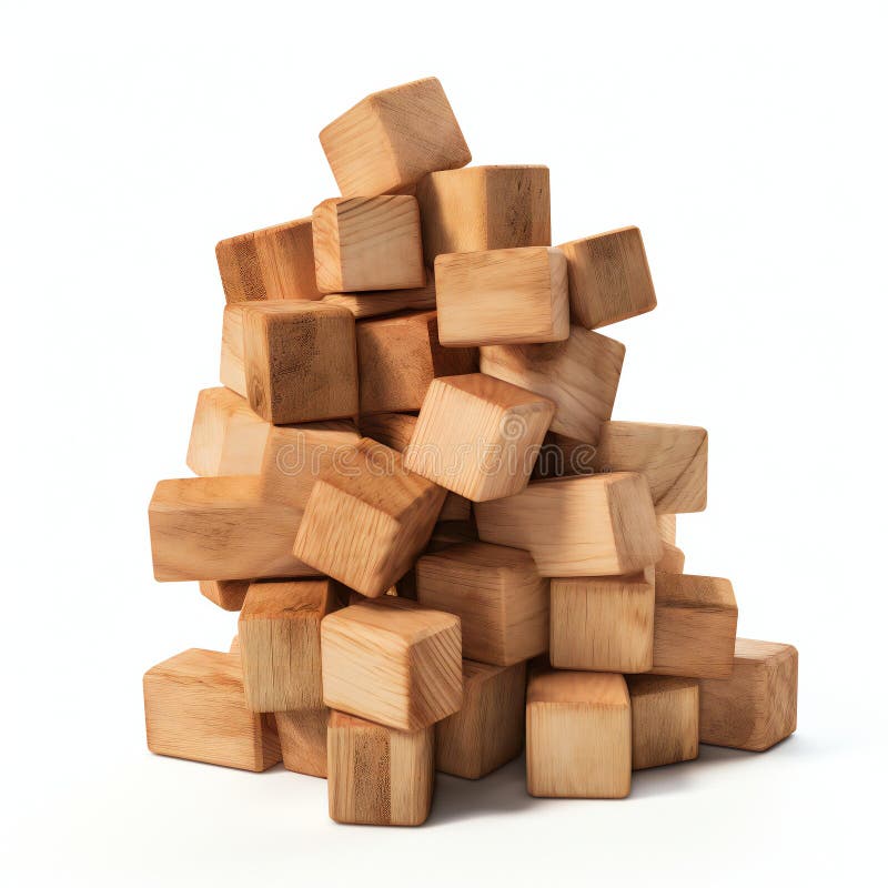 Wooden Blocks Stack Isolated on White Background Stock Illustration ...