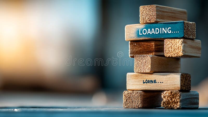 Wooden Blocks Stack Loading Progress Concept Stock Illustration ...