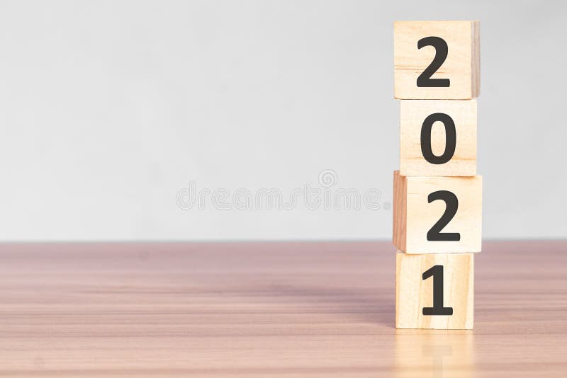 Wooden Blocks Stack with Numbers 2021 the Beginning of the New Year on ...