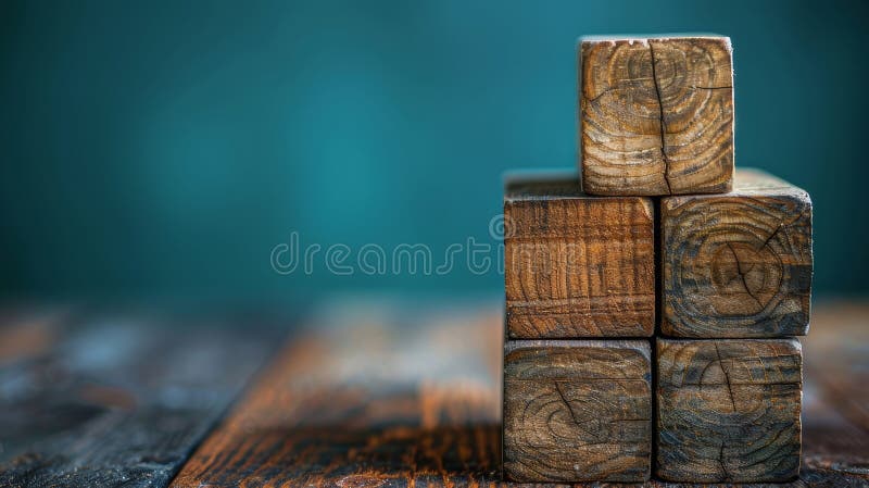Wooden Blocks Stacked Artistically on a Rustic Table for Creative ...