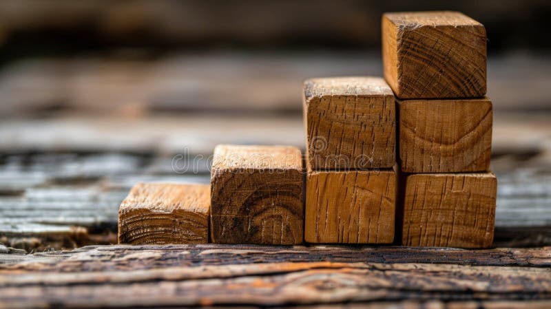 Wooden Blocks Stacked Closely on a Table Stock Image - Image of flat ...