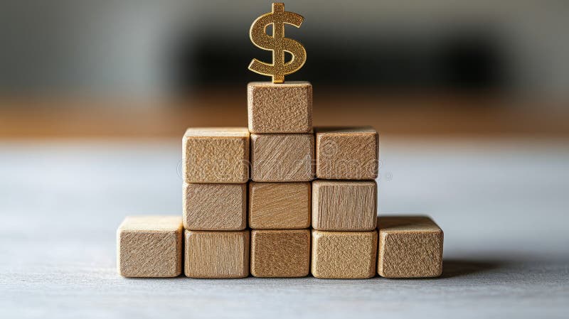 Wooden Blocks Stacked with a Dollar Sign on Top. Stock Image - Image of ...