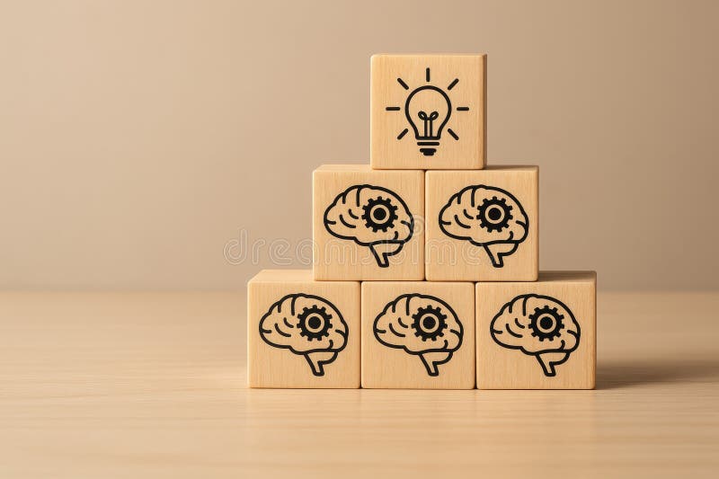 Wooden Blocks Stacked Idea Generation Teamwork Concept Stock ...