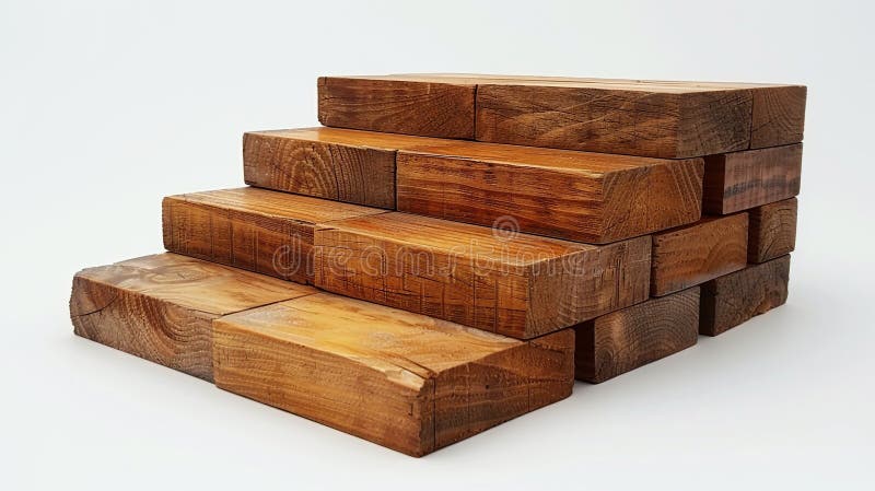 Wooden Blocks Stacked in a Staircase Pattern Stock Illustration ...
