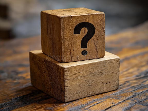 Wooden Blocks Stacked. Top Block Question Mark. Concept of Question ...