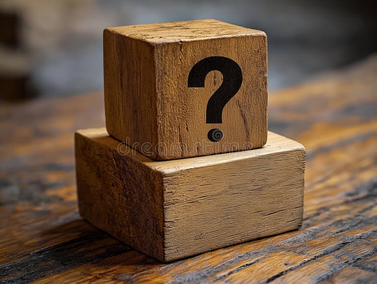 Wooden Blocks Stacked. Top Block Question Mark. Concept of Question ...