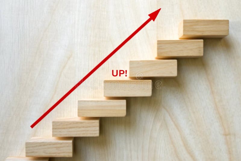 Wooden Blocks Staircase with Upward Arrow Generative Ai Stock ...