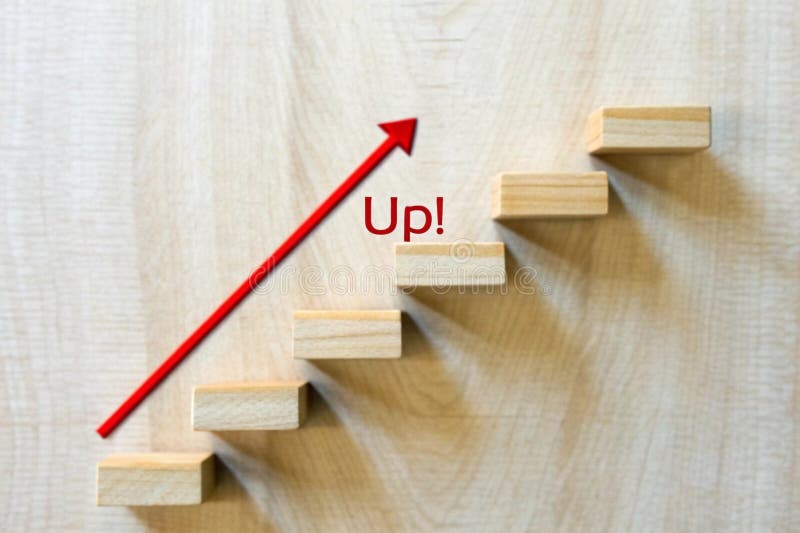 Wooden Blocks Staircase with Upward Arrow Generative Ai Stock ...