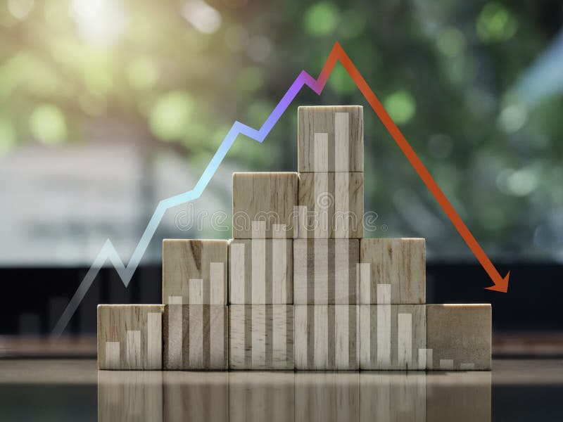 Decrease Arrow Down on Blackboard Stock Image - Image of graph, black: 26047679