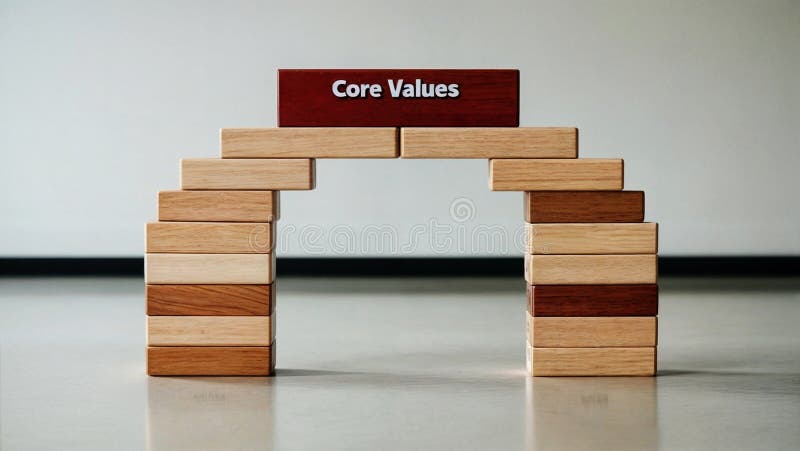 Wooden Blocks Structure Gate with Text Word Phrase "Core Values Stock ...