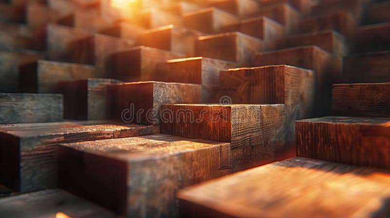 Wooden Blocks in Sunlight stock illustration. Illustration of macro ...