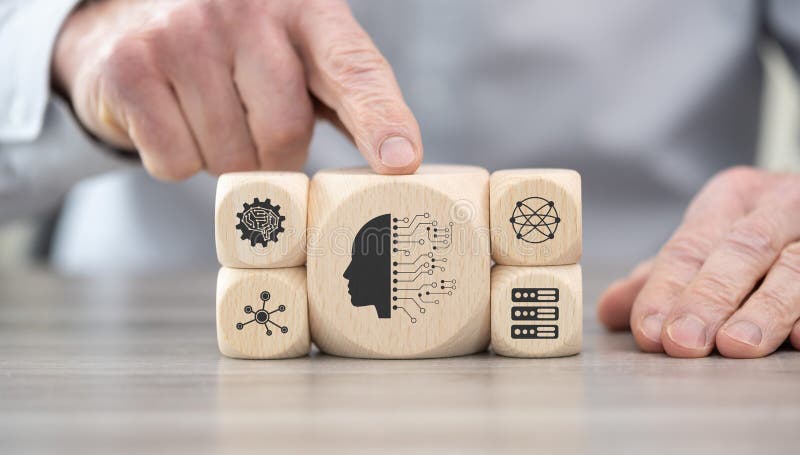 Concept of Machine Learning Stock Photo - Image of hand, technology ...