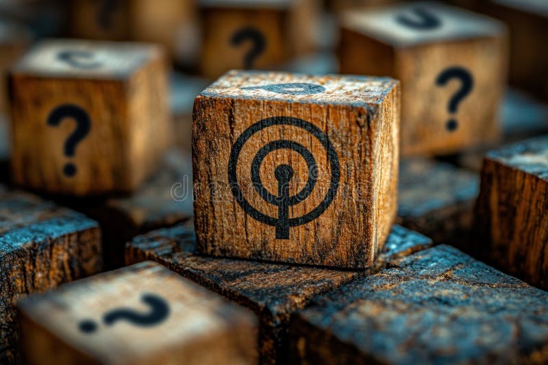 Wooden Blocks with Symbols Create an Intriguing Visual, Showcasing Mix ...