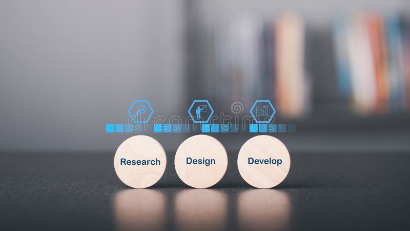 Wooden Blocks on the Table, Business Flow Icon Concept, Efficient ... Wooden Blocks on the Table, Business Flow Icon Concept, Efficient ...