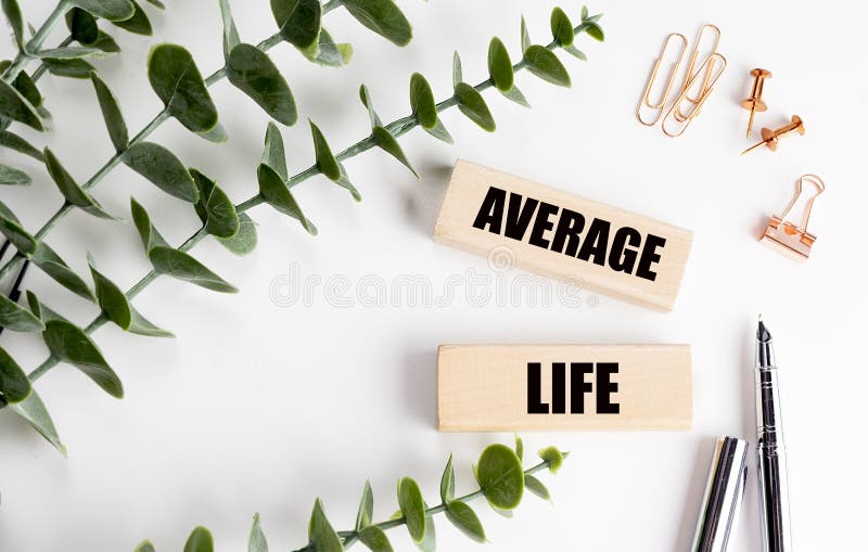 Wooden Blocks with Text Average Life on White Background with ...