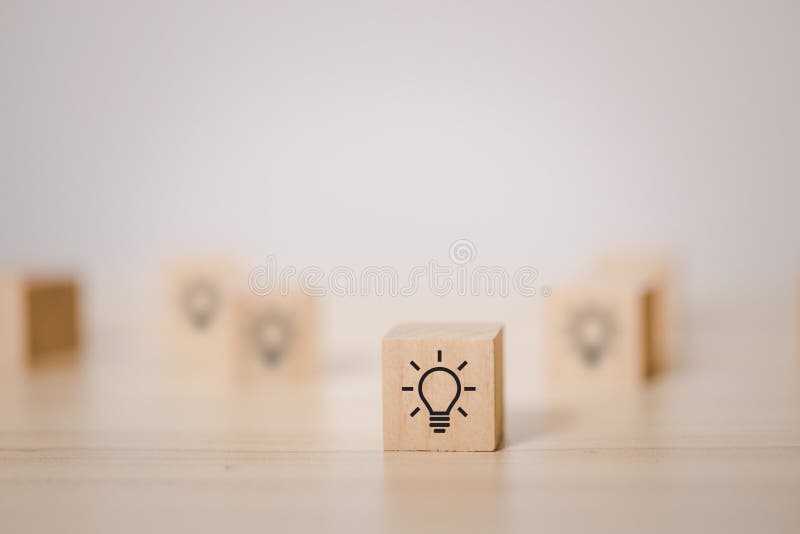 Wooden Blocks with Thinking and Idea Icon. Stock Photo - Image of place ...