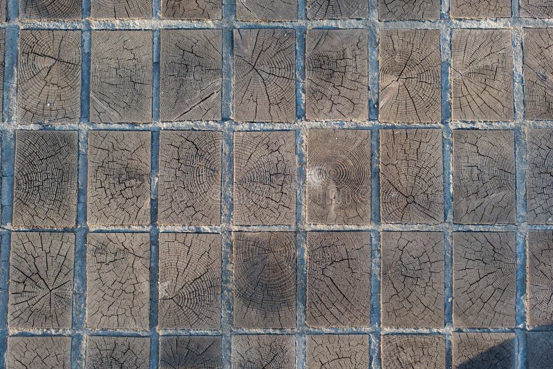 Wooden Blocks Timber Pavement Texture Background. Stock Image - Image ...