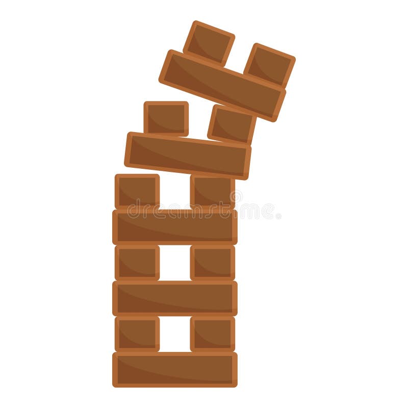 Wooden Blocks Tower Game Falling Down on White Background Stock Vector ...