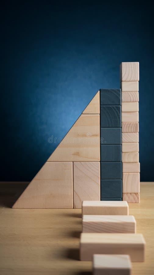 Wooden Blocks and Triangular Structure Symbolize Stability, Set Against ...