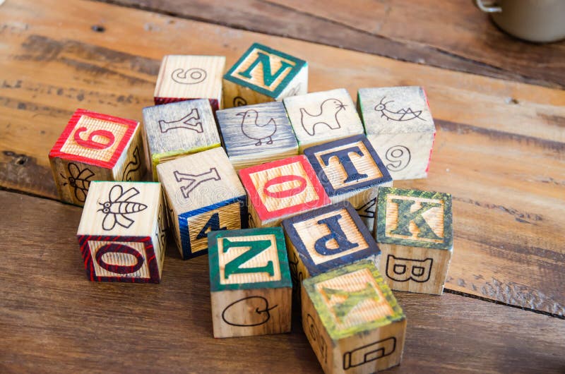 Wooden Blocks on Wooden Table Stock Photo - Image of block, concept ...