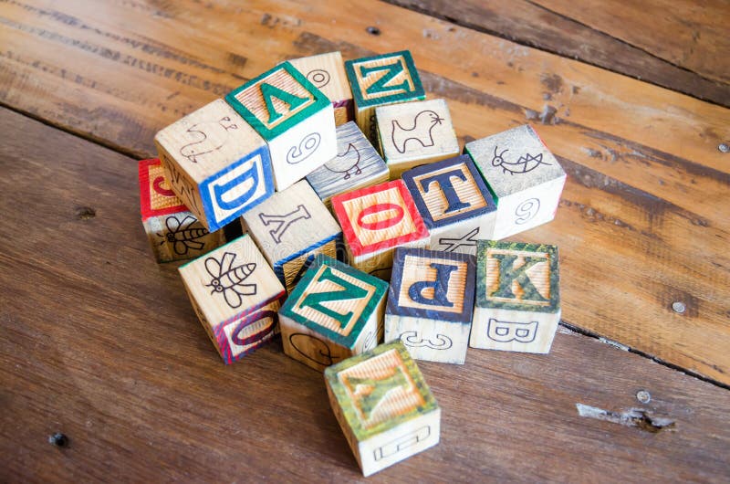Wooden Blocks on Wooden Table Stock Photo - Image of elementary, shape ...